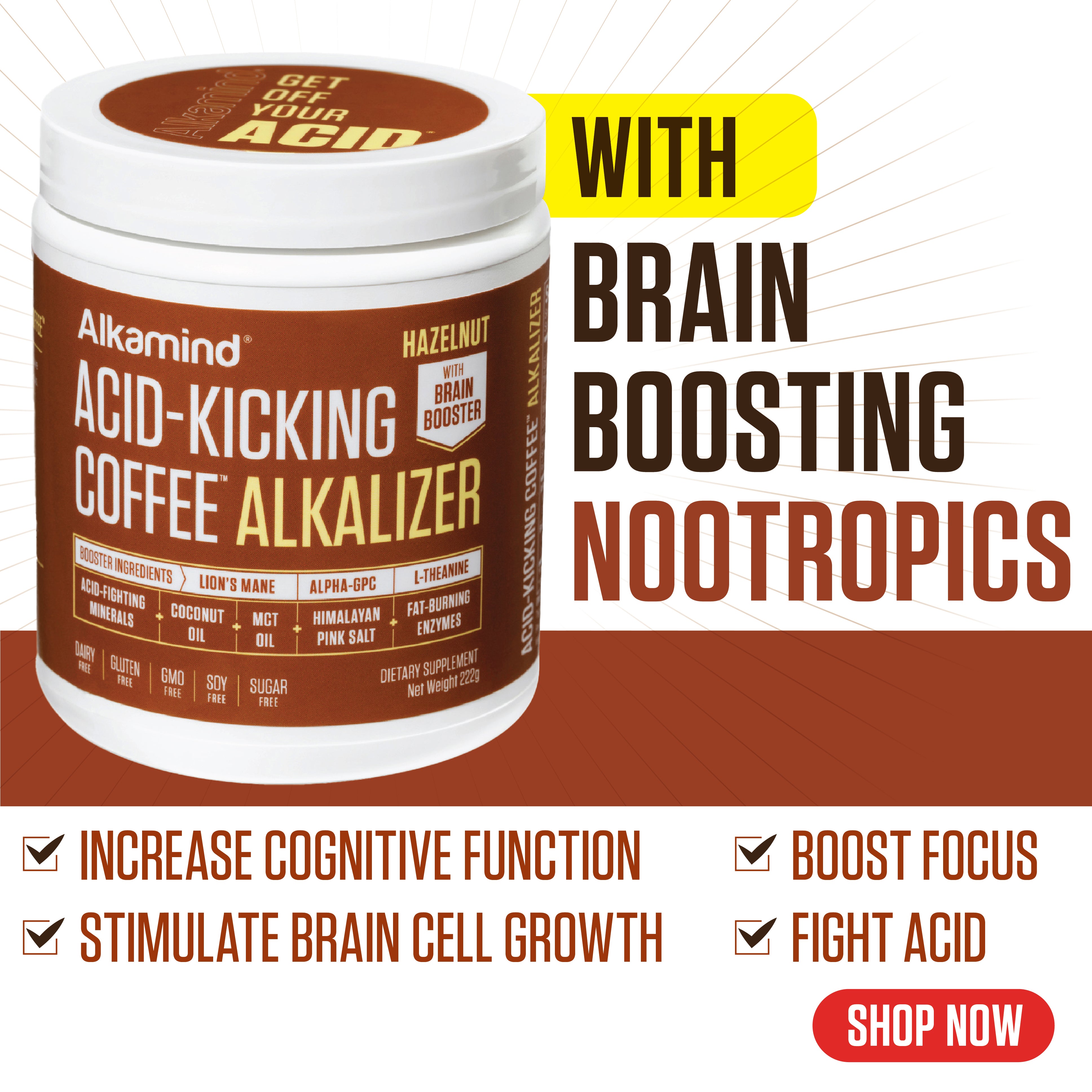 Brain-Boosting Coffee Alkalizer - Hazelnut – Alkamind